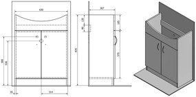 Aqualine, SIMPLEX ECO 65 umyvadlová skříňka 63x83,5x30,7cm, SIME650