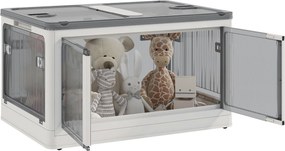 HOMCOM Skladovací box z plastu s koly, skládací boxy, stohovatelný organizátor do šatníku pro hračky, oblečení, knihy, Bílá, 60cm x 42cm x 34cm | Aoso