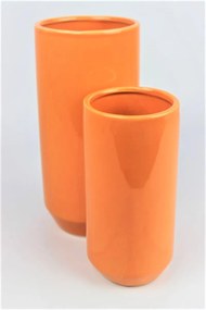 Oranžová keramická kulatá váza 25cm