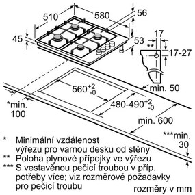 Bosch PBP6B5B80 Plynová varná deska