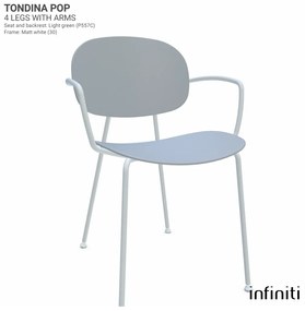 Židle Tondina Pop s opěradly Barva kovové konstrukce: Matt white 30, Barva sedáku a opěradla z recyklovaného plastu: Almond grey IP421C