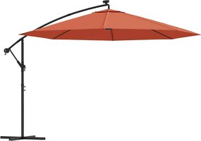Boční zahradní slunečník s LED osvětlením terakotový 350 cm 313783