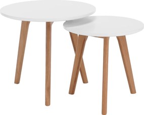 Tempo Kondela Kulatý konferenční stolek MALTO NEW, set 2 kusů, bílá/buk