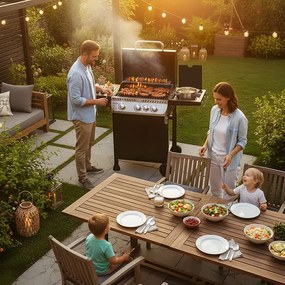 Velaco Plynový BBQ gril s boční plotýnkou, poličkou a krycí plachtou - APOLLO-B, 3+1 hořák