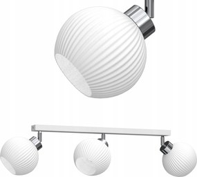 Stropní Svítidlo Stropní Svítidlo Skleněná Lampa Pruhy E27 Bílé Stínítko 3 Body Polsko