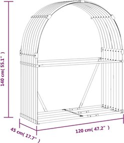vidaXL Stojan na dřevo 120 x 45 x 140 cm pozinkovaná ocel [364551] Barva: Vzhled dřeva