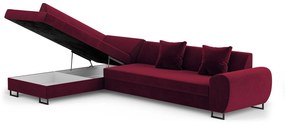 KOOKO HOME Rohová rozkládací sametová pohovka s úložným prostorem Calmato XL levý roh