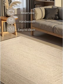 Krémový oboustranný/ručně tkaný jutový koberec 60x90 cm Juno – Hanse Home