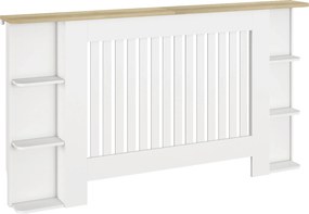 HOMCOM kryt radiátoru s policemi, kryt radiátoru z MDF, moderní lamelový design pro obývací pokoj a ložnici, 152 x 19 x 83 cm, bílá