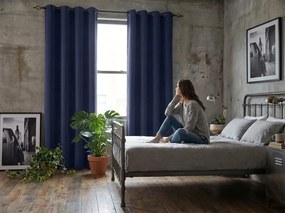 Tmavě modrý závěs OXFORD LIGHT 140x250 cm Zavěšení: Řasící páska