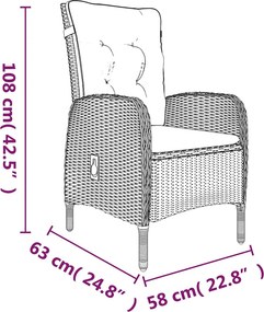 9dílný zahradní jídelní set s poduškami šedočerný 3099364