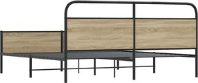 Kovový rám postele bez matrace kouřový dub 150 x 200 cm 3318678