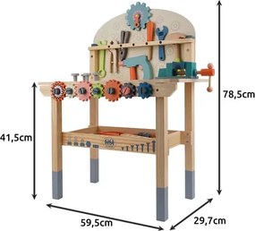 Dětská dílna – stůl s dřevěným nářadím 3 v 1