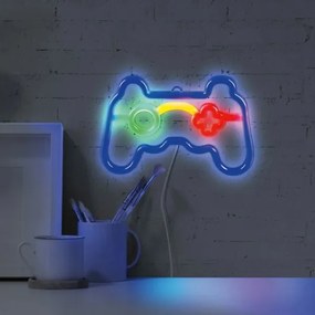 LED Neonová nástěnná dekorace GAME LED/3W/3xAA USB modrá