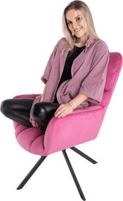 Designové otočné křeslo, růžová Velvet látka / černá, KOMODO