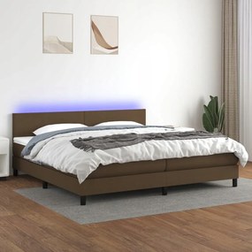 Box Spring Postel S Matrací A Led Textil Tmavě Hnědá Hladký design 200 x
