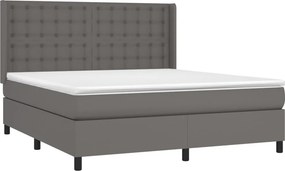 Box spring postel s matrací a LED šedá 160x200 cm umělá kůže 3139395