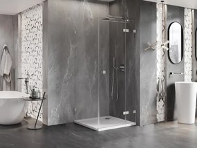 Mexen Lunar T, sklopný sprchový kout pravý 110 x 110 cm, 8mm čiré sklo, ocelový profil, 834T-110-110-97-00-P