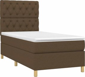 Box spring postel s matrací a LED tmavě hnědá 80x200 cm textil 3135632