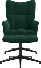 Relaxační křeslo se stoličkou tmavě zelené samet 328108