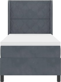 Postel s boxspringem s čelo Tmavě šedá 90 x 190 cm samet 3342039