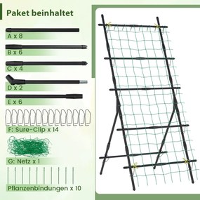 Costway 187 cm vysoká zahradní mříž se sítí pro okurkové popínavé rostliny