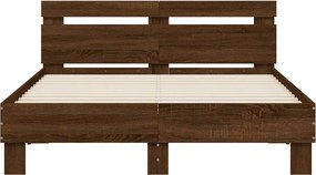 Rám postele s čelem a LED osvětlením hnědý dub 135 x 190 cm 3207573