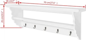 Věšák na kabáty MDF bílý, v barokním stylu 242644