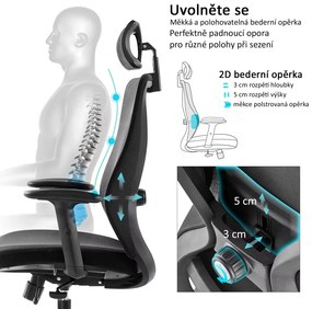 Kancelářská židle ERGODO CORVIA - látka, síť, černá