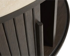 Kulatý konferenční stolek s keramickou deskou v tmavě přírodní barvě ø 85 cm Enna – Unique Furniture