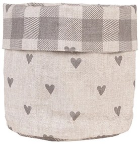 Béžovo-šedý károvaný košík na pečivo se srdíčky Love It - Ø 15*16 cm