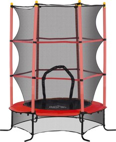 HOMCOM dětská trampolína Ø163 cm, trampolína s ochrannou sítí, kryt hran, zahradní trampolína pro děti 3-10 let, max. zatížení 50 kg, červená barva
