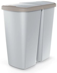 Odpadkový koš DUO šedý, 45 l, hnědá / šedá