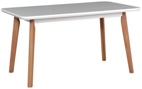 Jídelní stůl rozkládací Lusi bilá deska stolu nohy dub sonoma