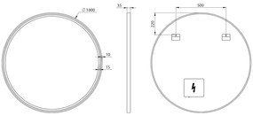 Sapho Sapho, KADRIS kulaté zrcadlo s LED osvětlením, ø 100cm, černá mat, KD100
