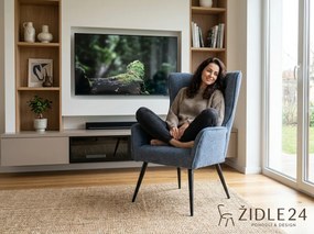 Relaxační křeslo ušák WIPPY - modrá látka