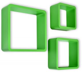 TZB Nástěnné poličky Cube - zelené - 3ks