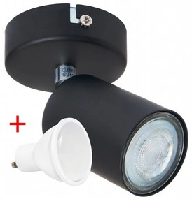 BERGE Stropní bodové svítidlo LED VIKI 1x GU10 černé + 1x LED žárovka