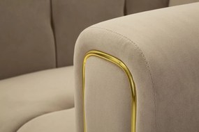 Designové sametové křeslo Alma šedobéžové/zlaté