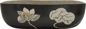 Umyvadlo na desku šedé a černé obdélník 48x37,5x13,5cm keramika 155098