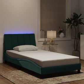 Rám postele s LED osvětlením bez matrace Hanko tmavě zelený 100 x 200 cm samet 3213766