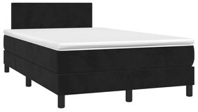 vidaXL Box spring postel s matrací a LED černá 120 x 190 cm samet