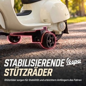 AIYAPLAY Elektro motorka pro děti Mini Vespa GTS 6V s lithiovou baterií, ergonomické sedadlo, opěrka zad, 1,5-3 roky 370-484V90WT