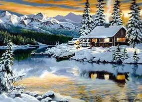 NORIMPEX Malování podle čísel Zasněžená chata u jezera / 40x50 cm