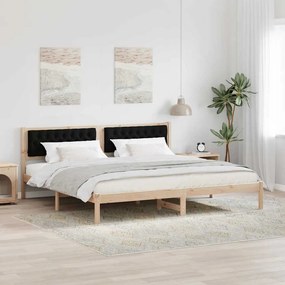 Rám postele s čelo Černá 200 x 200 cm Masivní borové dřevo 3394235
