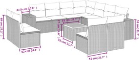 12dílná zahradní sedací souprava s poduškami béžová polyratan 3225506