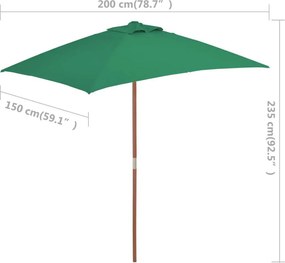 vidaXL Zahradní slunečník s dřevěnou tyčí 150 x 200 cm [44534] Barva: taupe
