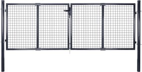 vidaXL Zahradní plotová brána z pozinkované oceli 289 x 75 cm šedá [143362]