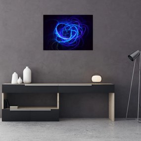 Skleněný obraz modrého abstraktního klubíčka (70x50 cm)