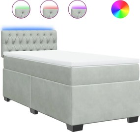 Box spring postel s matrací světle šedá 100x200 cm samet 3288540